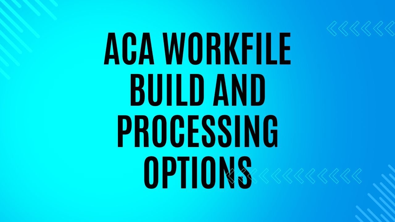 ACA Workfile Build & Processing Options - YouTube