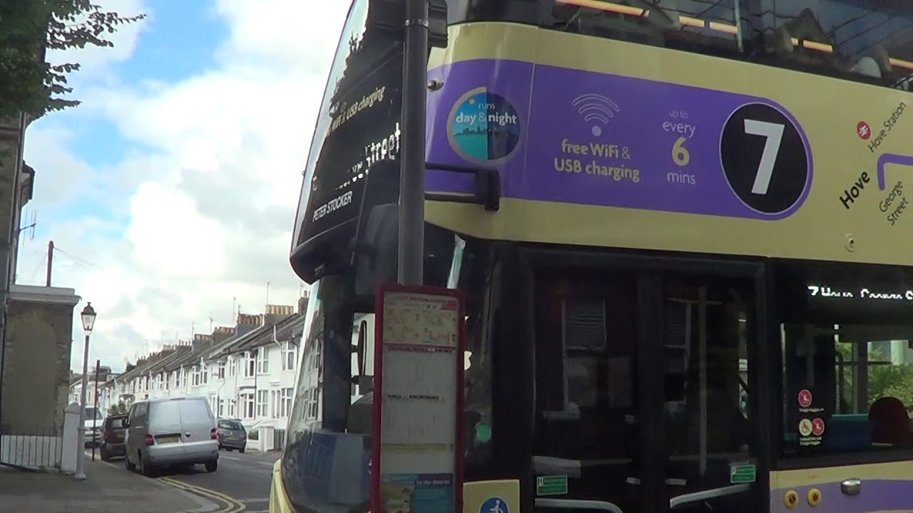 Brighton and Hove bus route 7 departing Livingstone Road bus stop, 16th ...