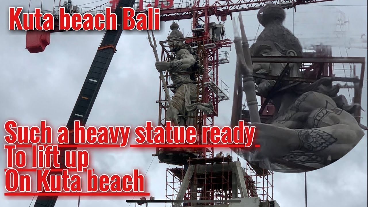 Heavy statue ready to lift up on Kuta Beach #kutabeach #balistatue # ...