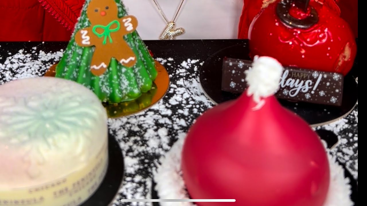 ASMR CHRISTMAS MOUSSE CAKES (talking, eating sounds) | kakes-ASMR - YouTube