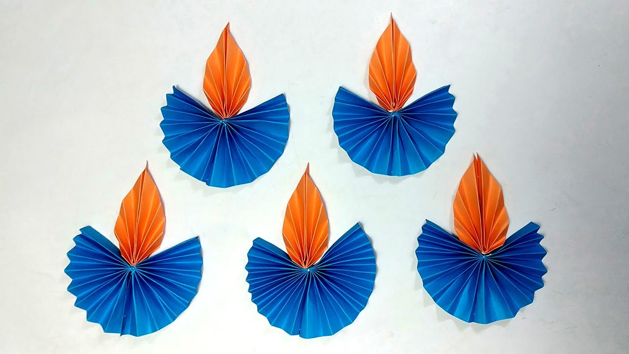 How to make easy paper Diya| Colourful Diyas for Diwali Decoration ...