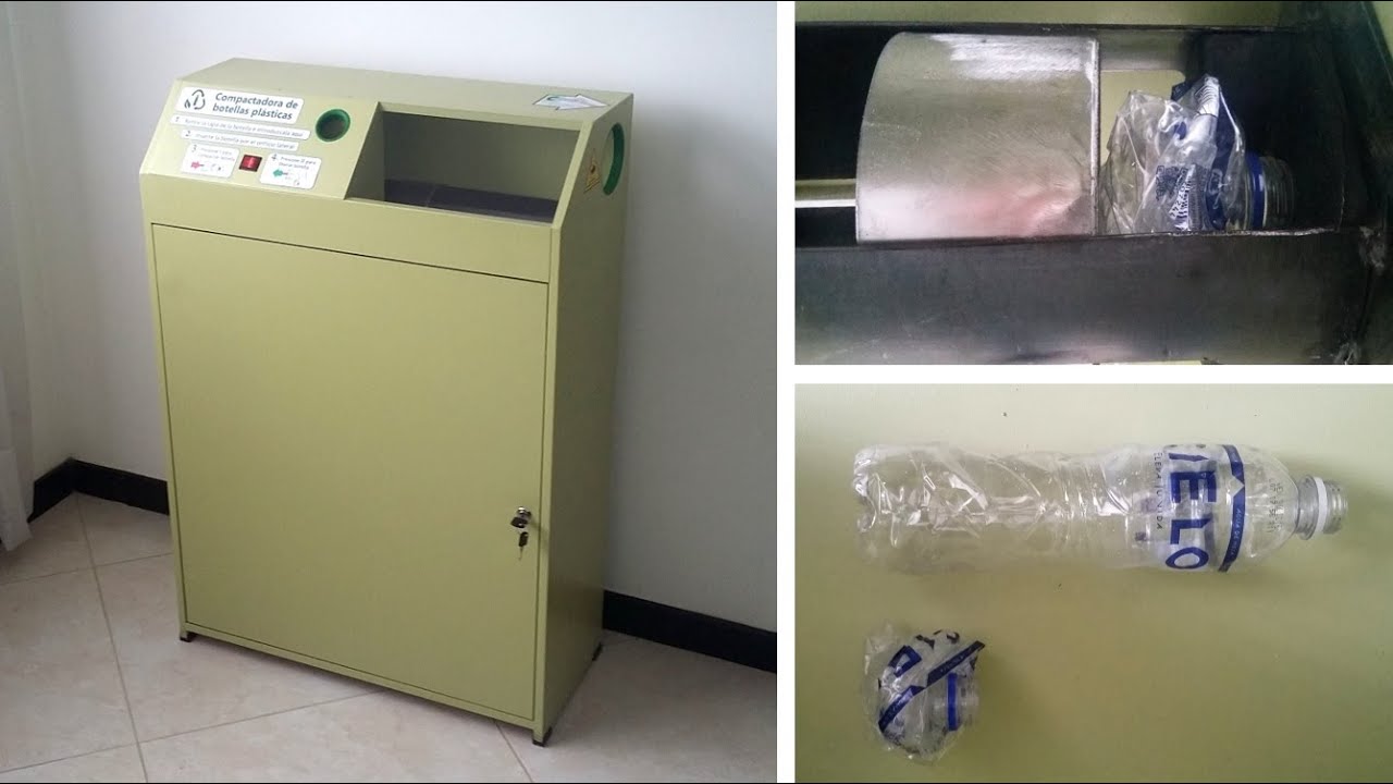 Maquina compactadora Prensa botellas plásticas PET - YouTube