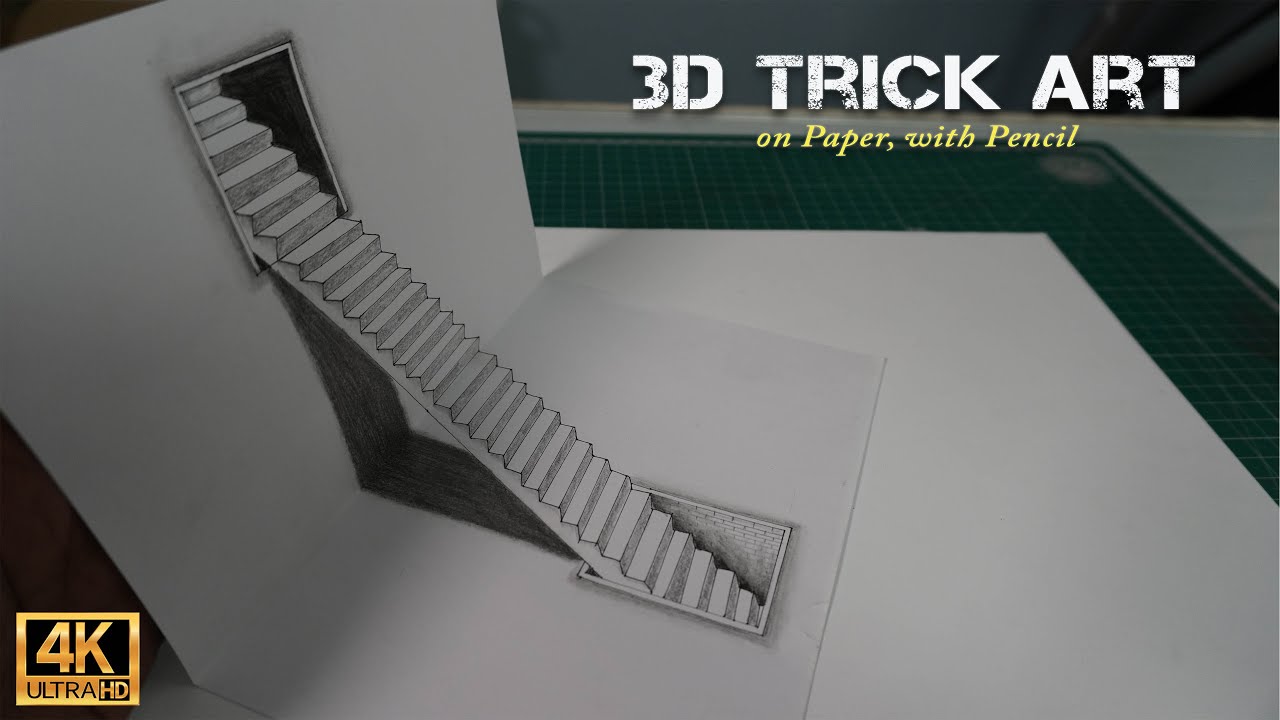3D Trick art on Paper With Pencil | How to Make 3d Pencil Art | 4k # ...