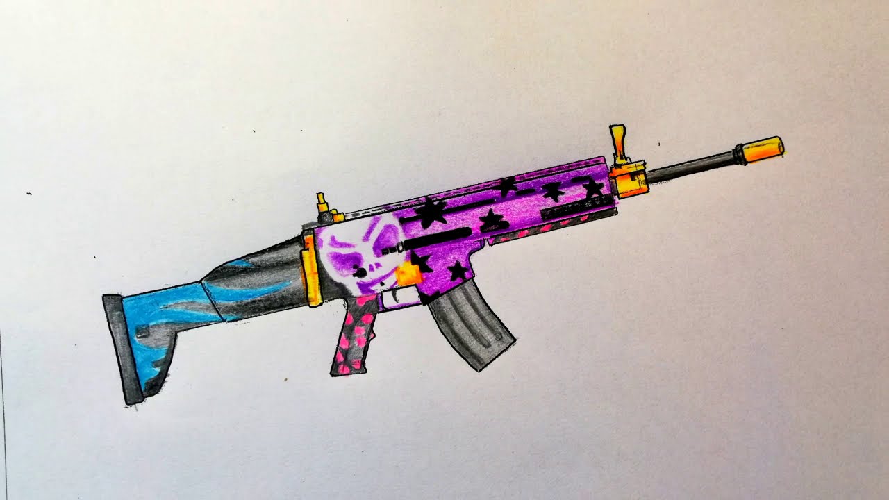 How to draw Scar || Garena Free Fire || Vẽ Scar Tiệc tùng - YouTube