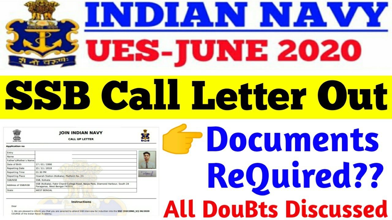 Indian navY UES 2020 SSB Call Letter Out and All Details Discussed ...