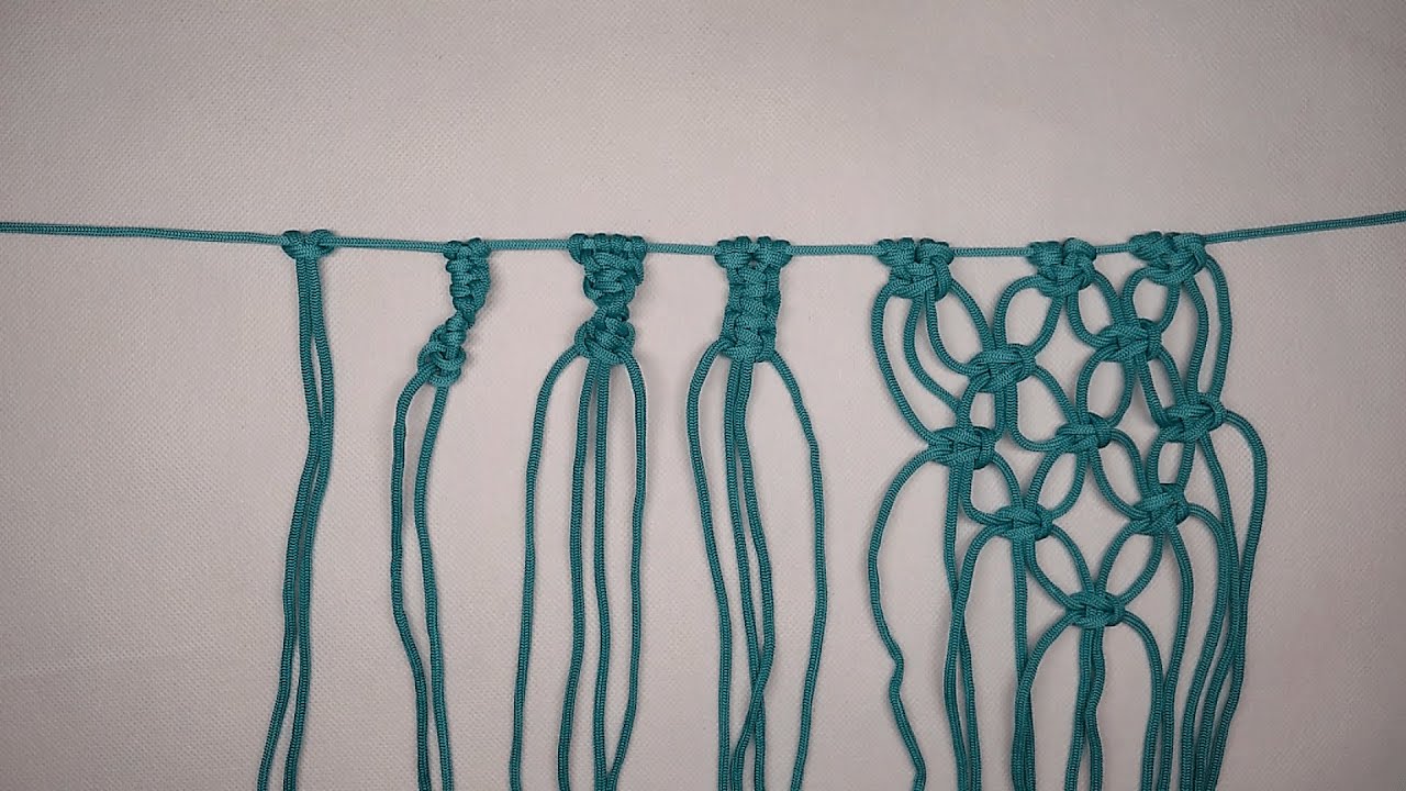 Macrame basic knots|Lark's head knot| Half hitch knot|Half knot|Square knot|Alternating square ...