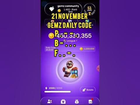 Today's Gemz daily code | gemz daily code 21-22 November | 21-22 November gemz Combo cards - YouTube