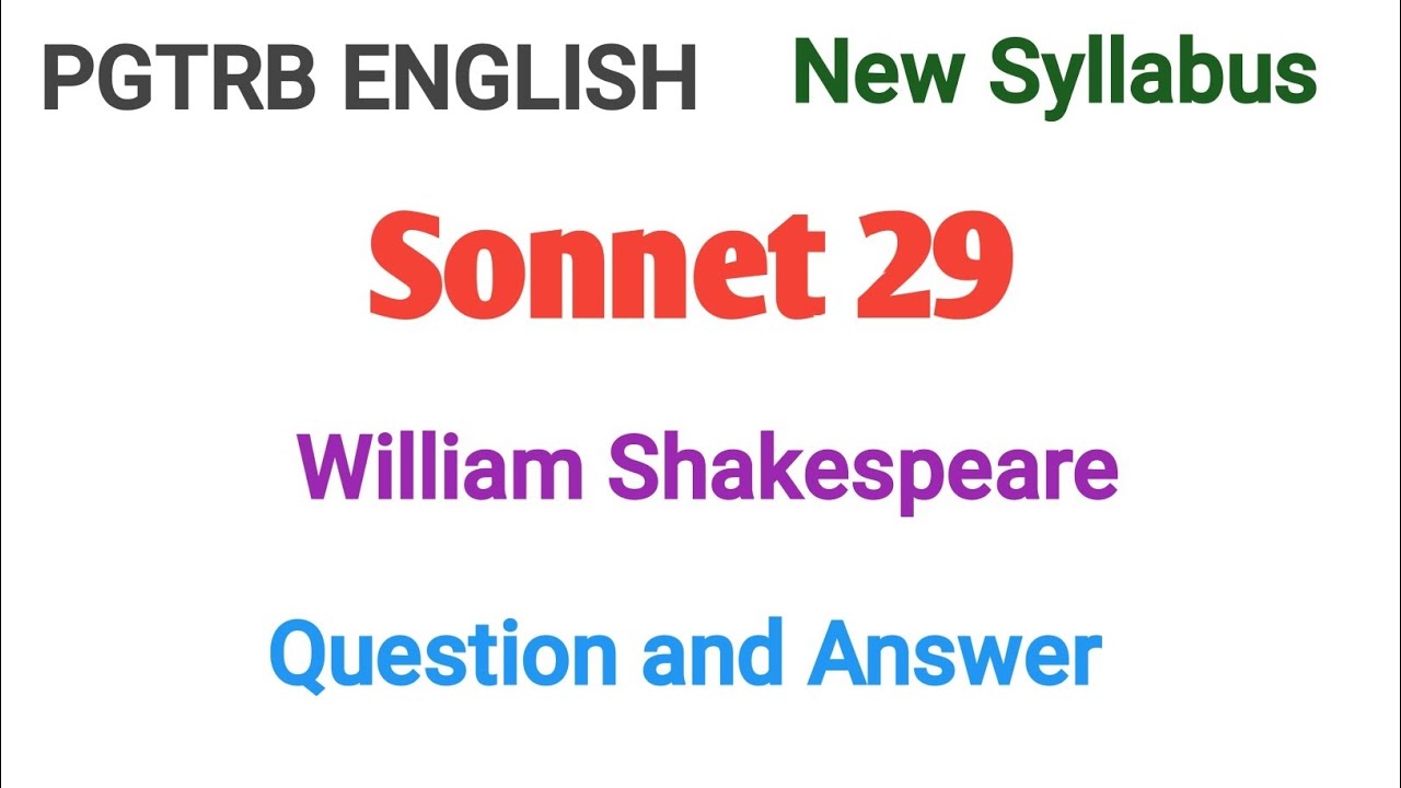 MCQs/ Sonnet 29 by William Shakespeare / Question and Answer # ...