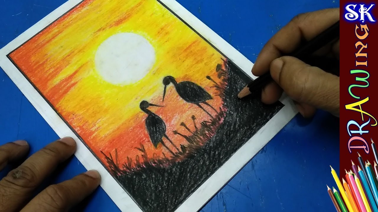 Silhouette Drawing 05 | Silhouette scenery Drawing | How to draw easy ...