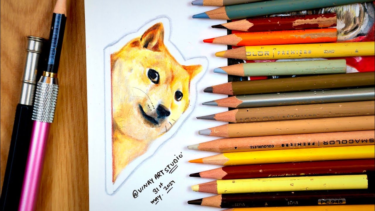 Drawing dog meme sticker with color pencils - YouTube