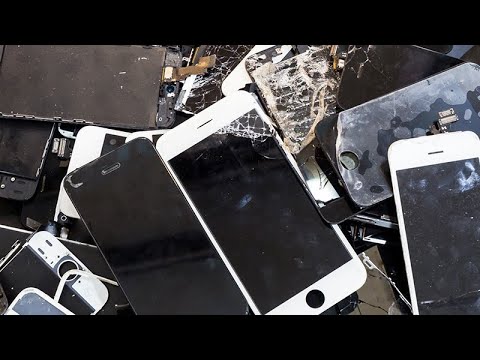 Destroyed phone looking very old phone in trash restoration abandoned ...