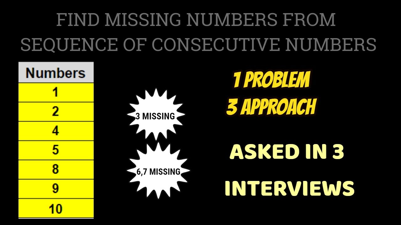 Find Missing Number From Consecutive Series Of Number In Sql Sql 6449