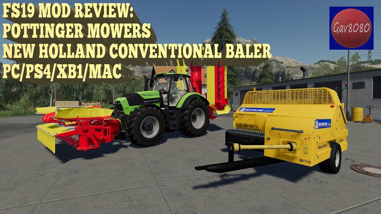 FS19 Mod Review: Pottinger Mowers & New Holland Conventional Baler ...