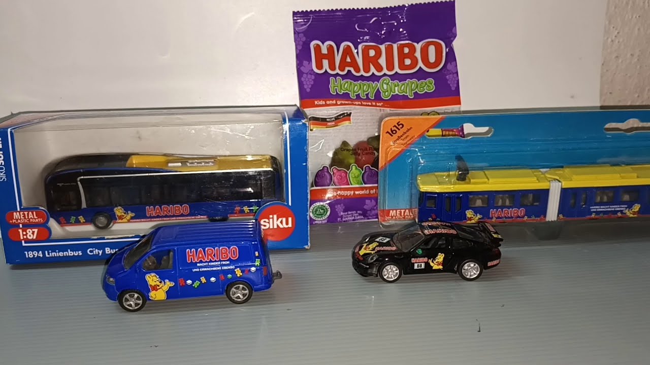 Diecasat Siku cars and bus in Haribo livery. Haribo Macht kinder froh ...
