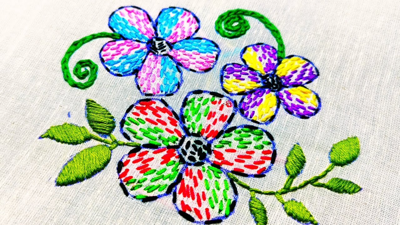 Bangladesh Latest Traditional Embroidery Design Hand Stitch Flower 🌷 ...