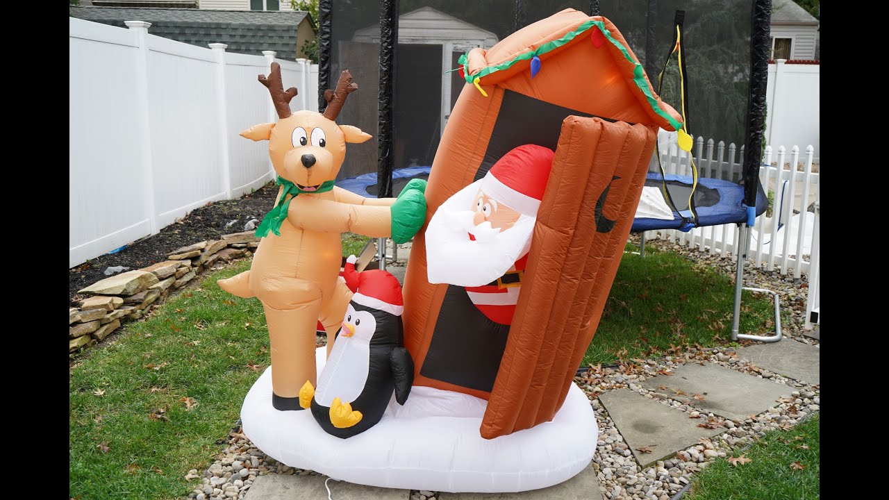 Tipping Outhouse Airblown Inflatable Christmas 4K 2020 Unboxing - YouTube
