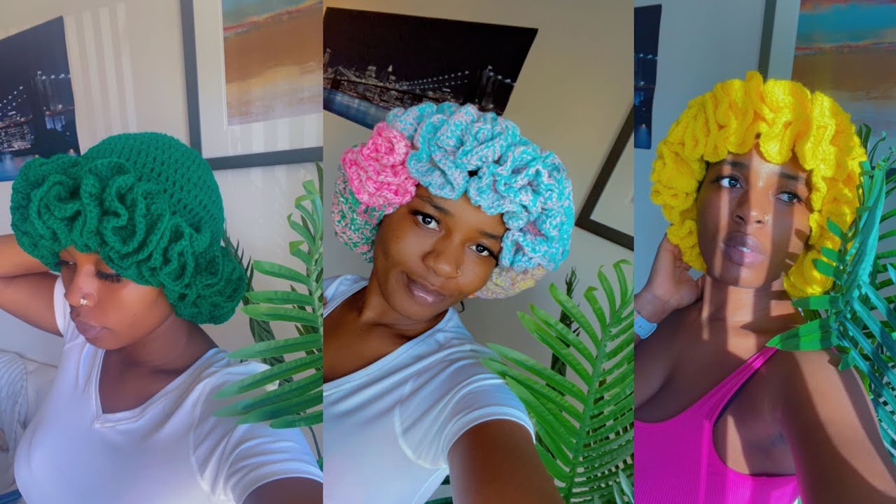 How To Crochet Ruffle Hat TUTORIAL /Beginners Friendly - YouTube