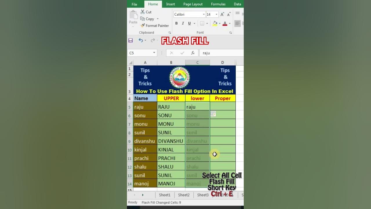 Use Flash Fill Option in Excel.#excel #gbec76 #exceltips #exceltricks #shorts #ytshort - YouTube