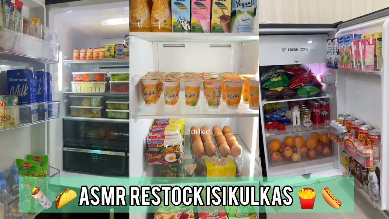 ASMR Restock and Refill Isi Kulkas versi Mini🌮🌯part 94🍦 - YouTube