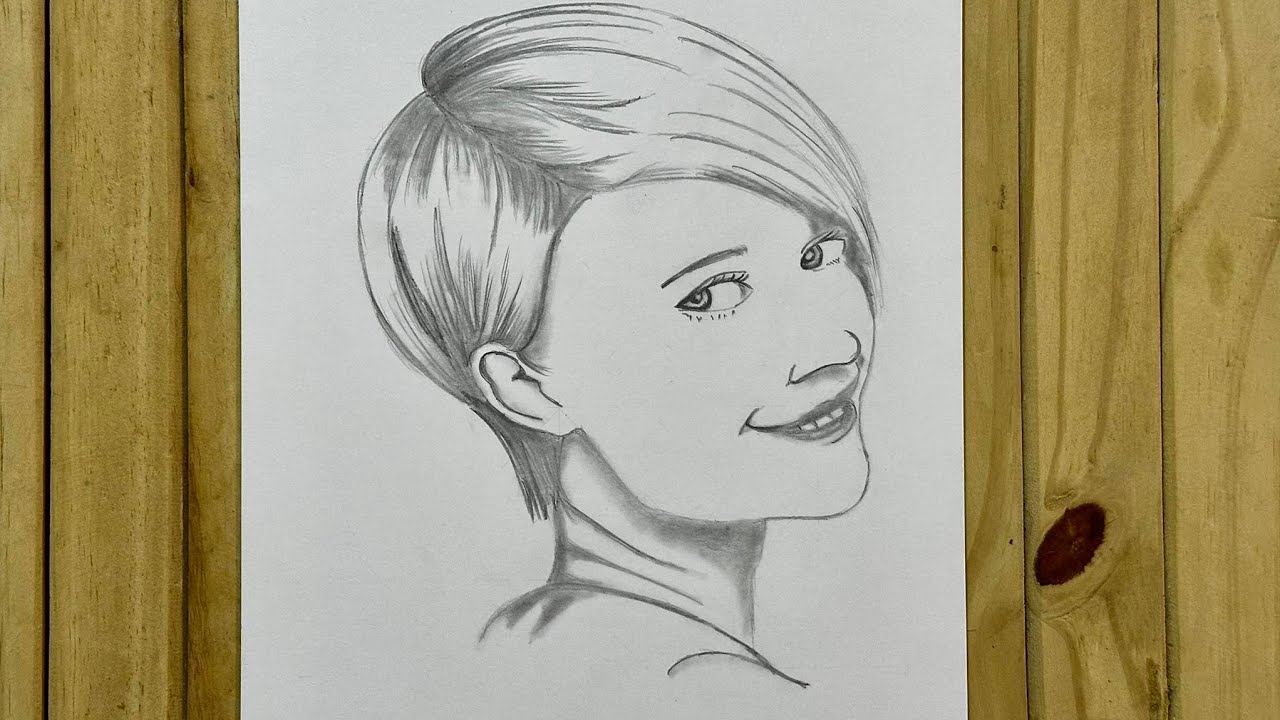 How To Draw A Gir With Short Hairstyle | How To Make Girl Drawing Step ...