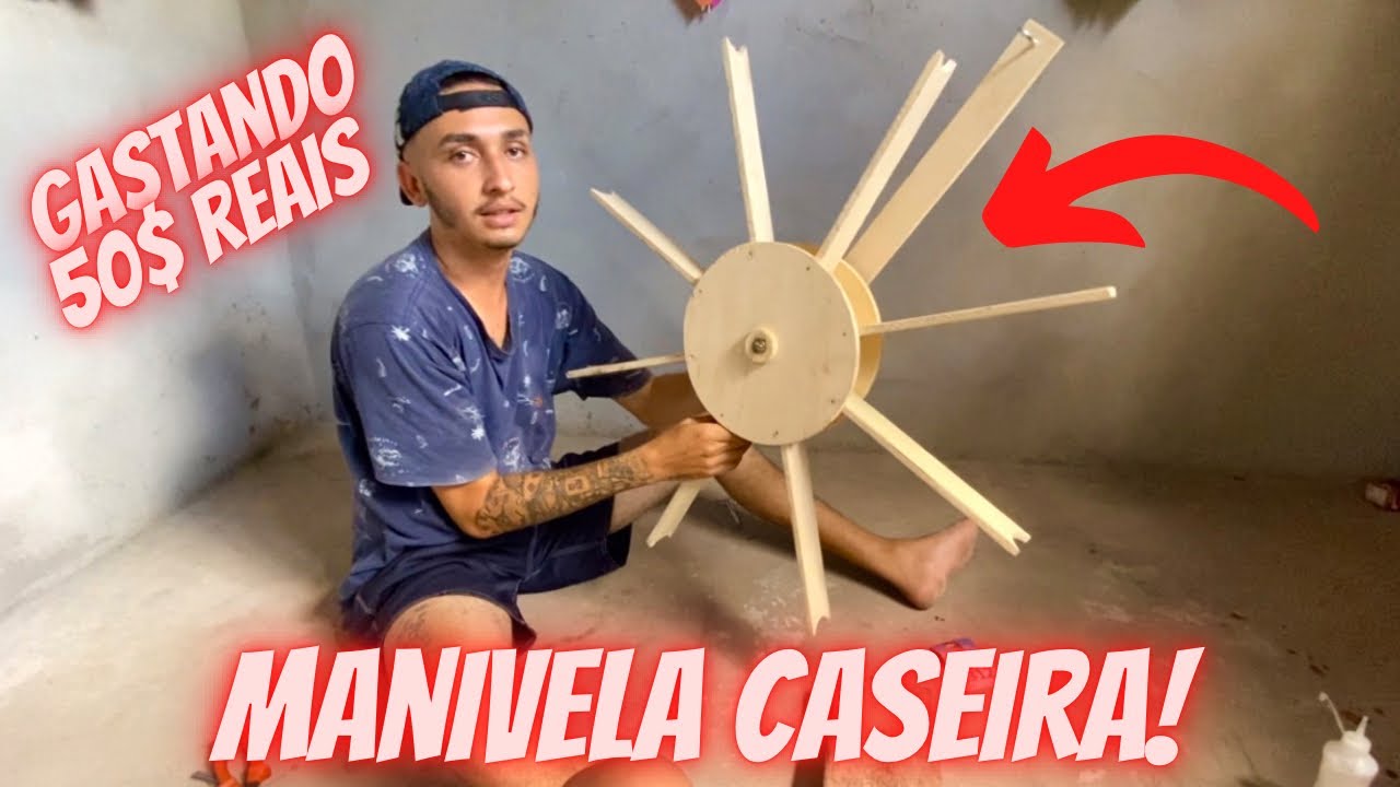FIZ UMA MANIVELA GASTANDO 50 REIAS EM CASA/-como fazer manivela de pipa ...