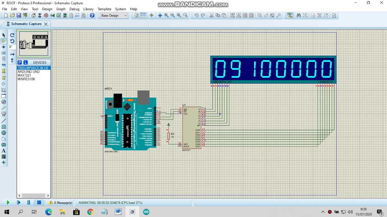MENJALANKAN MAX 7221 DENGAN ARDUINO DI PROTEUS - YouTube