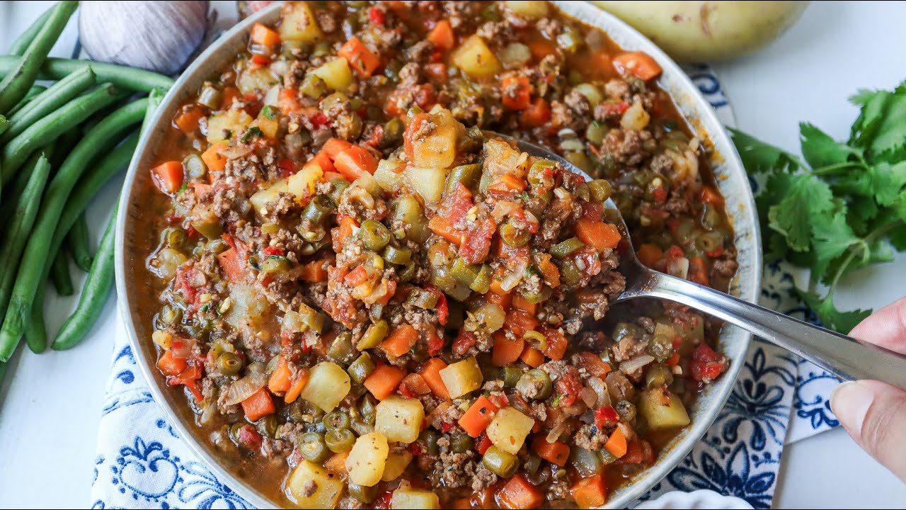 Receta secreta: Picadillo de carne molida con vegetales. - YouTube