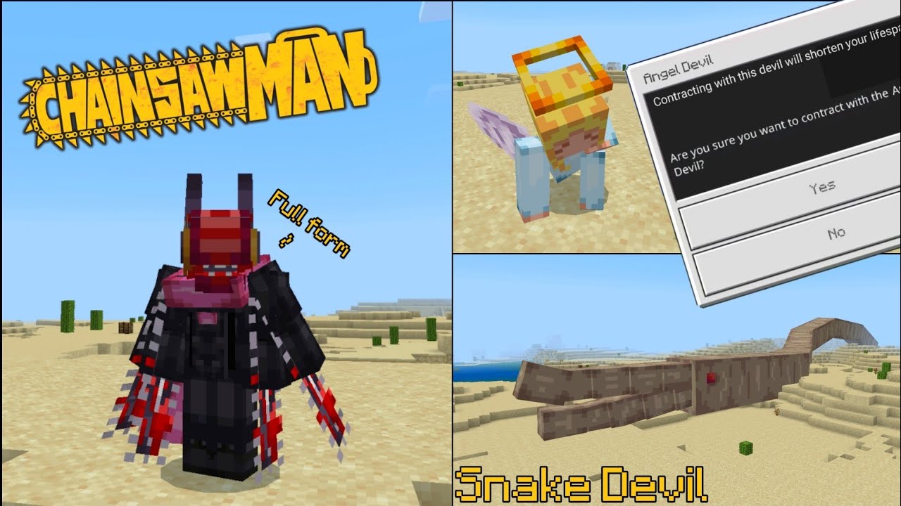 ChainsawMan Update Addon/Mods For Minecraft PE | Darkness,Angel, Devil ...