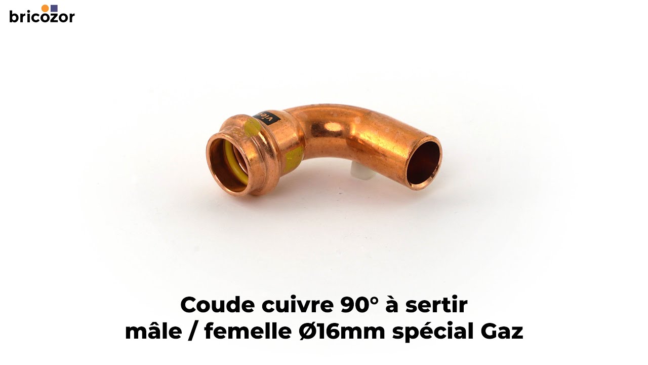 VIDÉO 360° - Coude cuivre 90° mâle / femelle à sertir Ø16mm spécial Gaz ...
