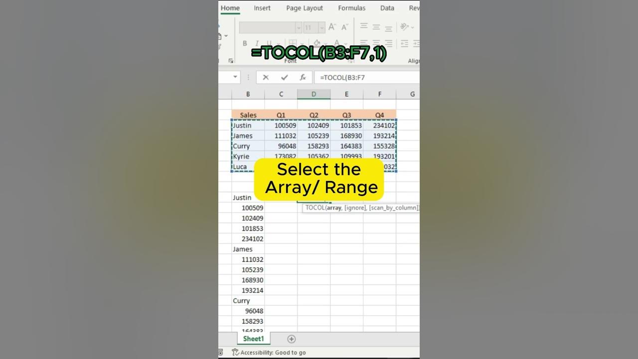 Convert Multiple rows to Single Column #excel #exceltips #excelhacks #fyp #foryou #shorts #short ...