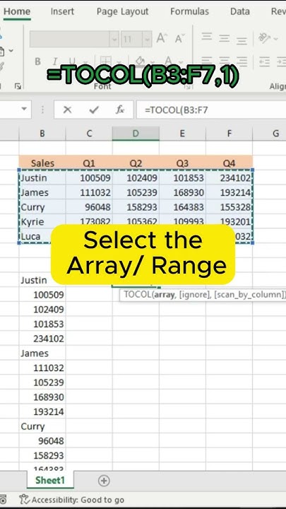 Convert Multiple rows to Single Column #excel #exceltips #excelhacks #fyp #foryou #shorts #short ...