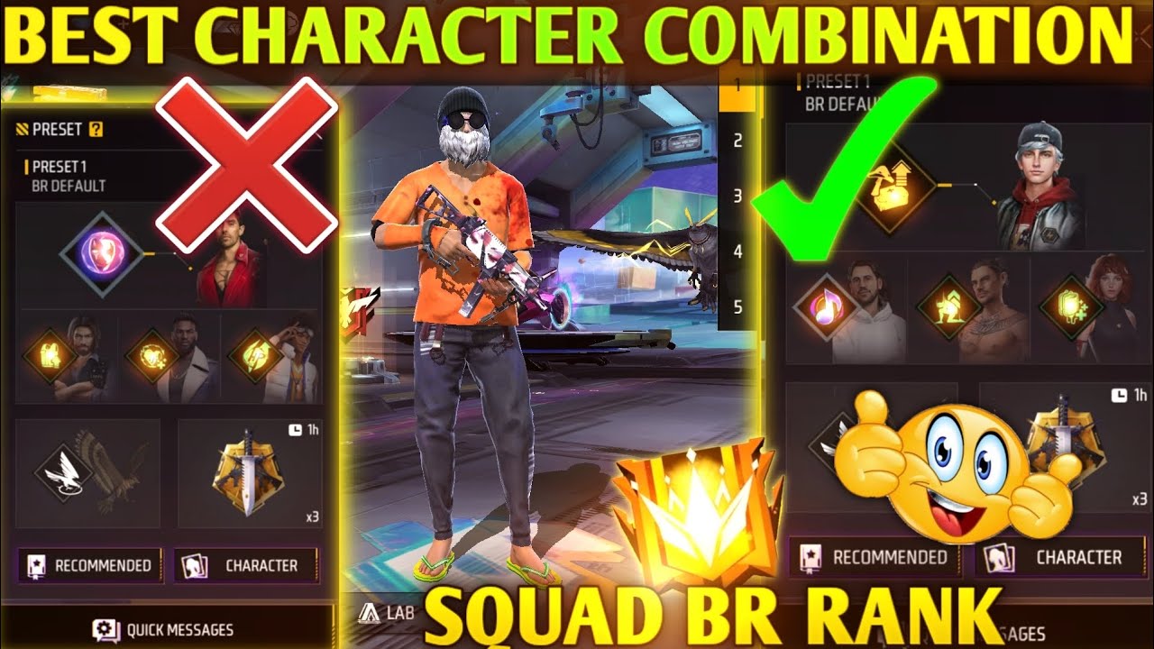 BEST CHARACTER COMBINATION SQUAD BR RANK अच्छासाCharacterCombination ...
