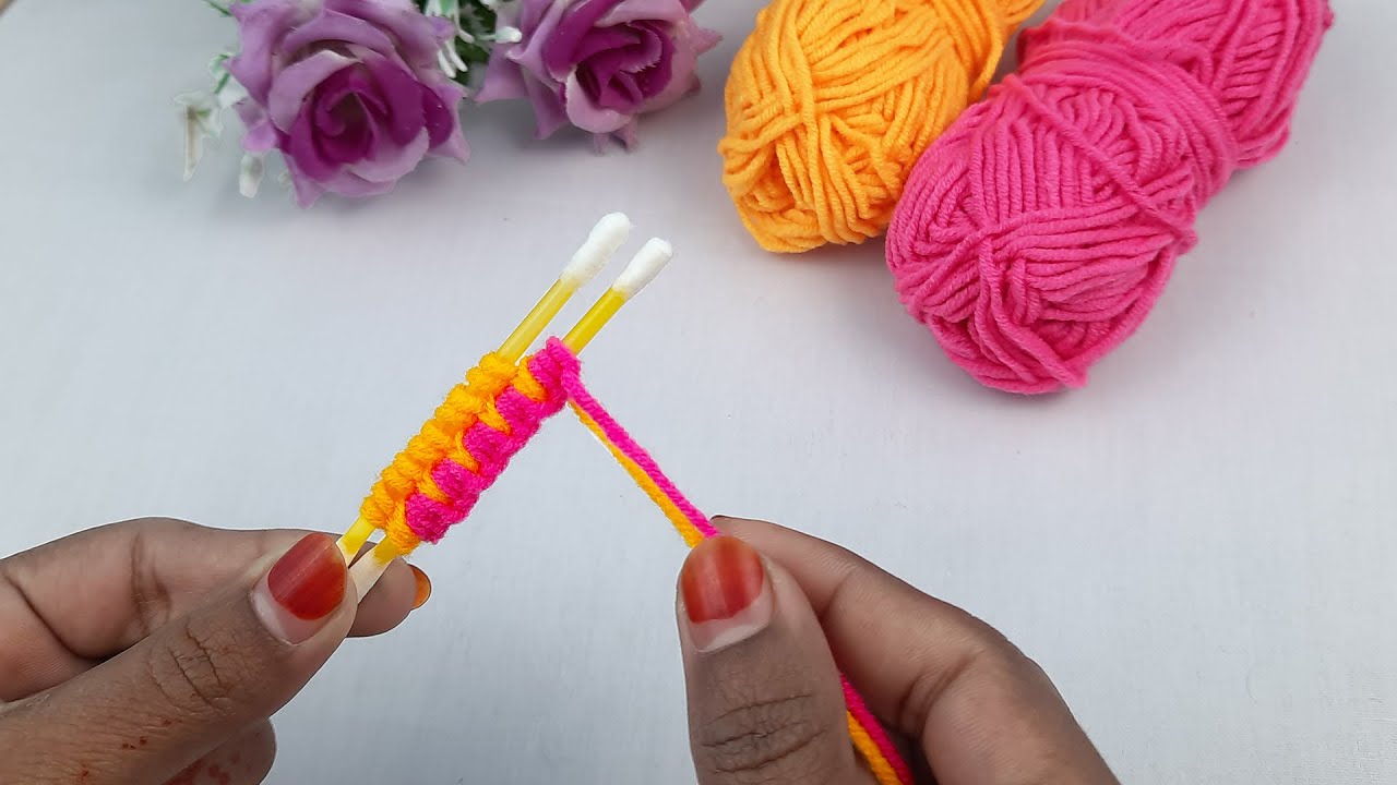 Super Easy Woolen Flower Craft Ideas with Cotton bud | Hand Embroidery ...