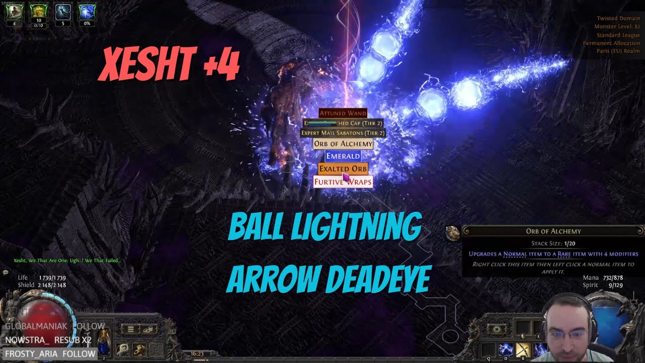 Xesht Difficulty 4 - Twisted Domain - Ball Lightning Arrow Deadeye - YouTube