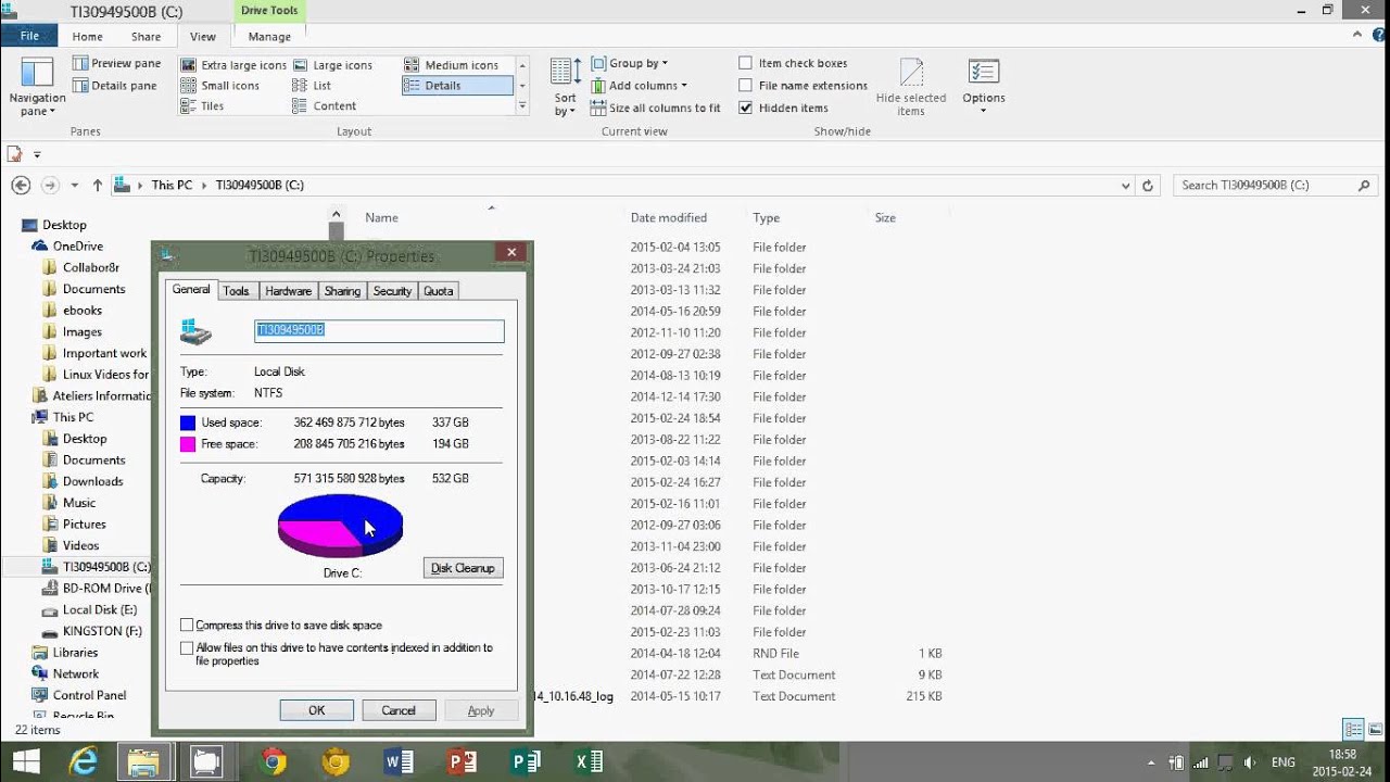 Windows 8.1 Back to basics How to view space used and space left on ...