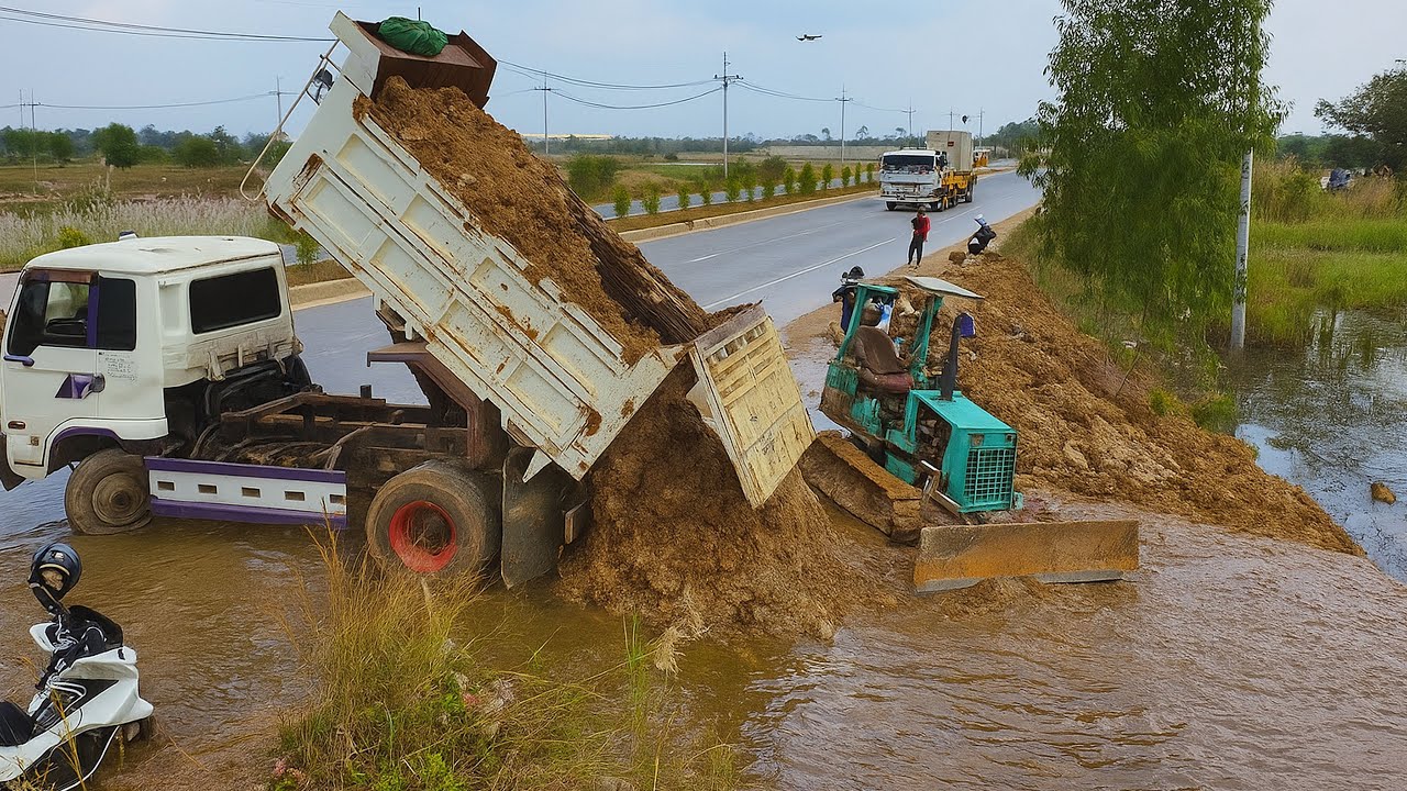 Fantastic Work! Dozer and Dump Trucks Shape Perfect Driveway Slope ...