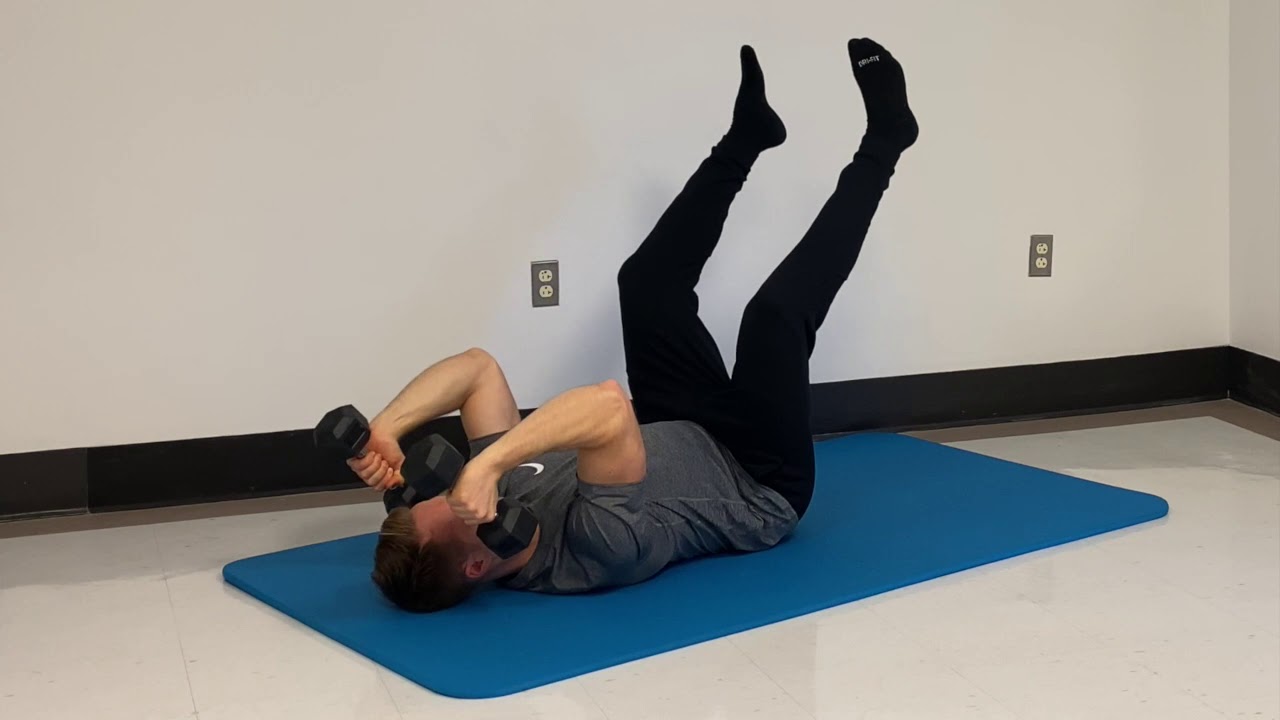Dumbbell Dead Bug Tricep Extension - YouTube
