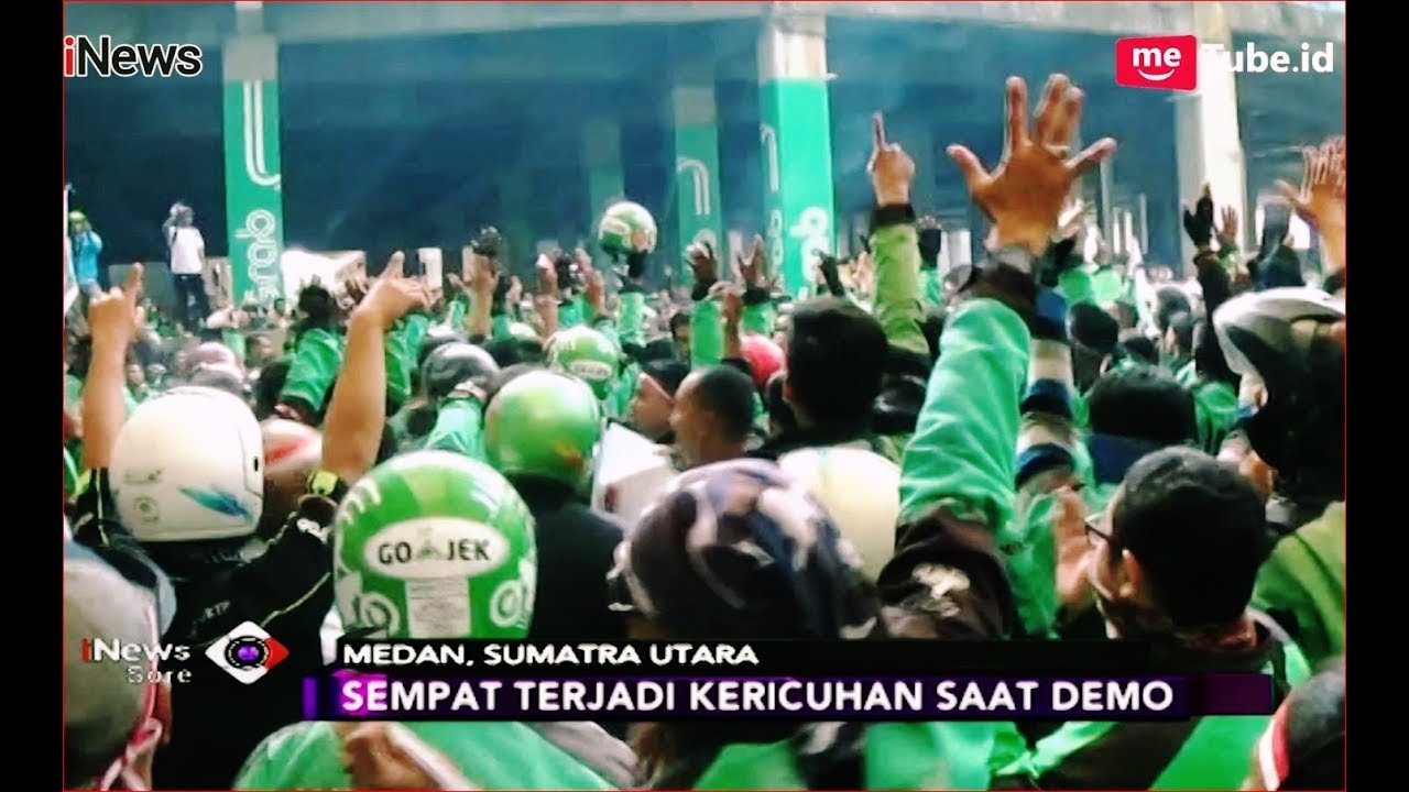 Massa Ojol di Medan Demo Rencana Gojek Rekrut Driver Baru - iNews Sore ...