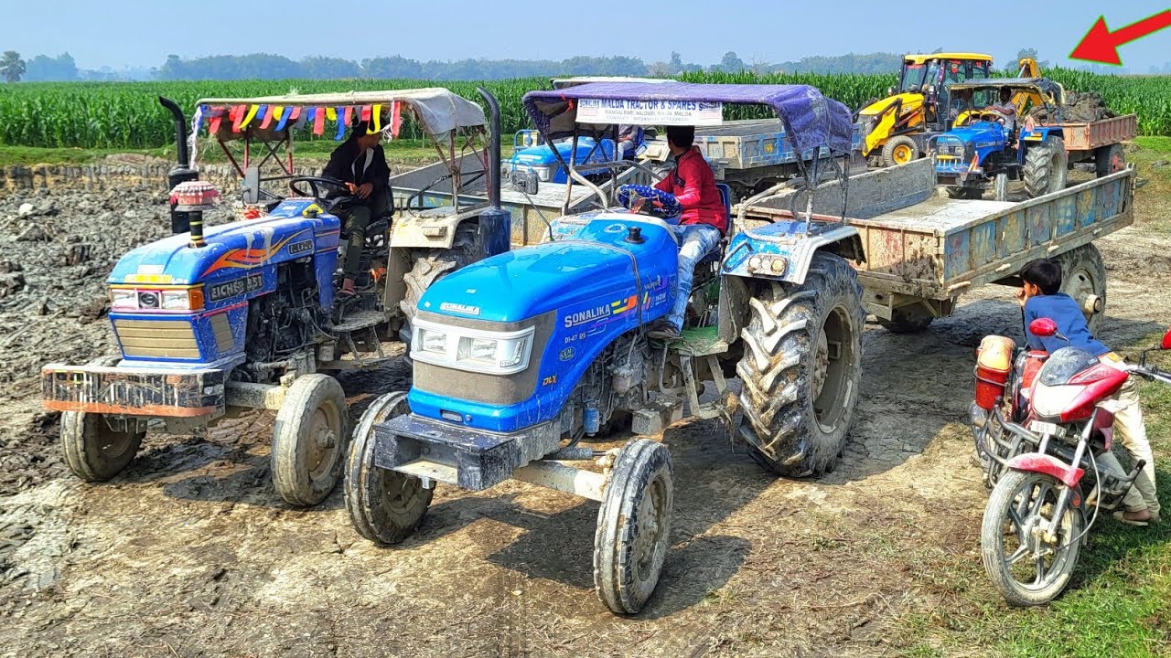 Jcb Machine Backhoe Loader Tractor Load Unload Eicher 551 Sonalika Sikandar Swaraj 744 Tractor ...