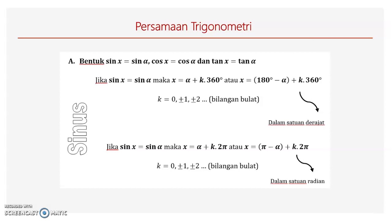 Persamaan Trigonometri Sinus - YouTube