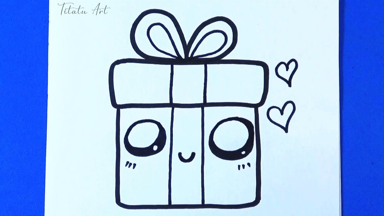 How to draw a Christmas Present Easy | Cute Drawing - YouTube