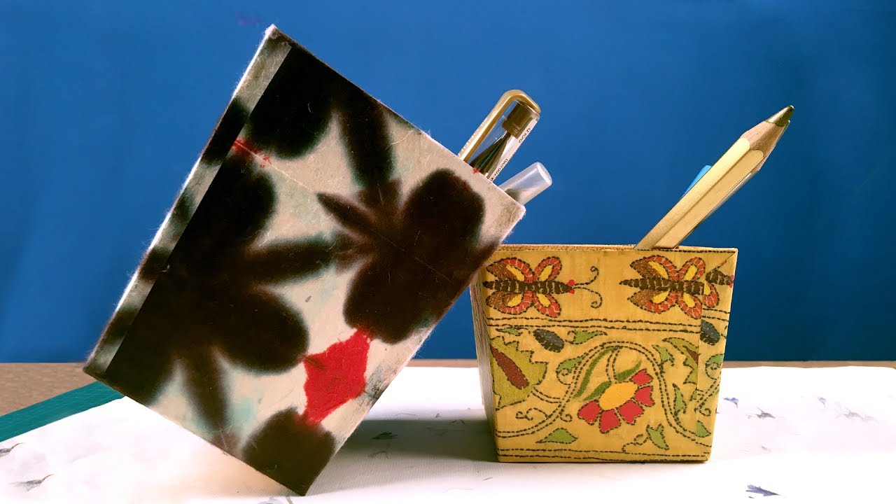 How To Make A Pen Stand From Waste Material | DIY Paper Penholder ...