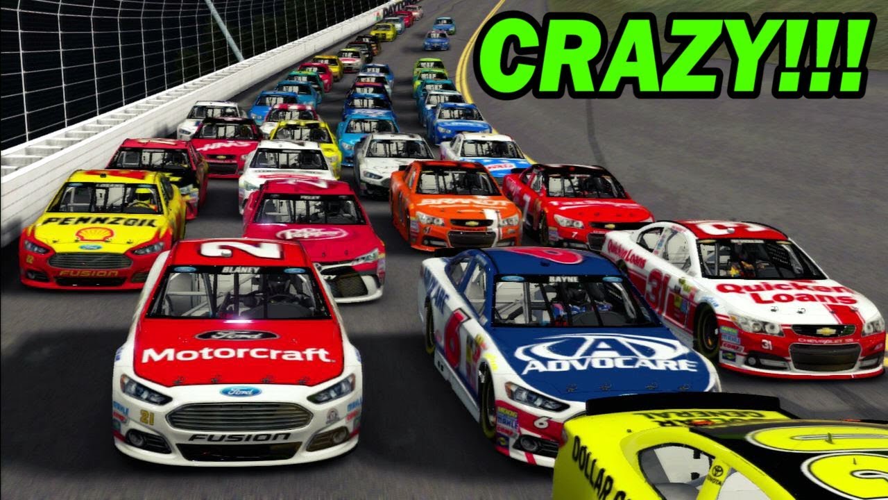 CRAZY NASCAR FOUR WIDE PASSES FOR THE LEAD!!! - YouTube