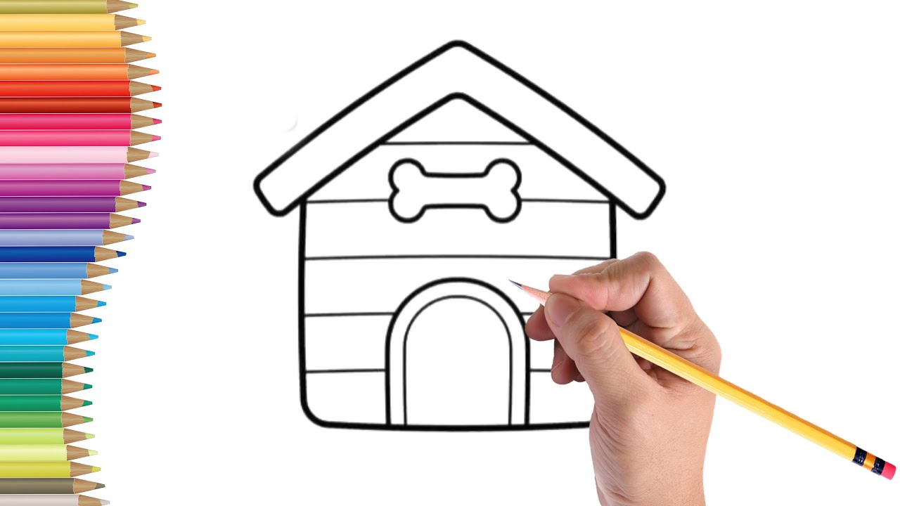 How to draw dog house 🏡 step by step / simple dog house drawing/ घर का ...