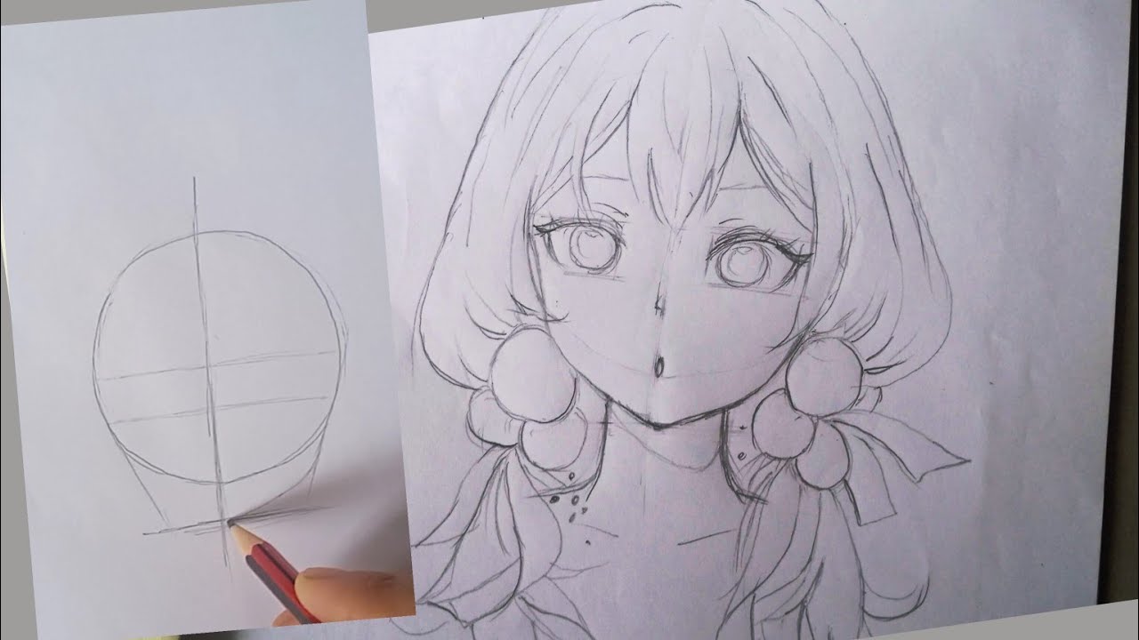 Anime girl face tutorial | drawing with me - YouTube