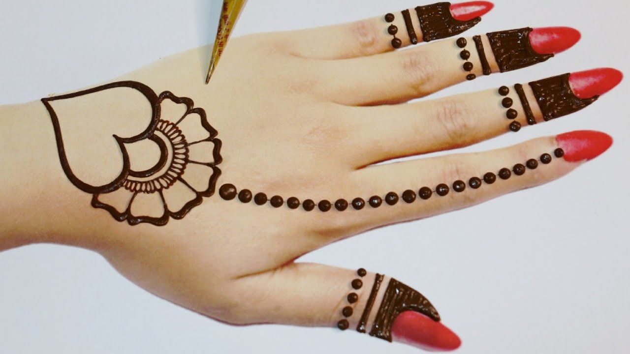 Easy Stylish Heart Shape Mehndi designs|Backhand Mehandi design|Mehandi ...