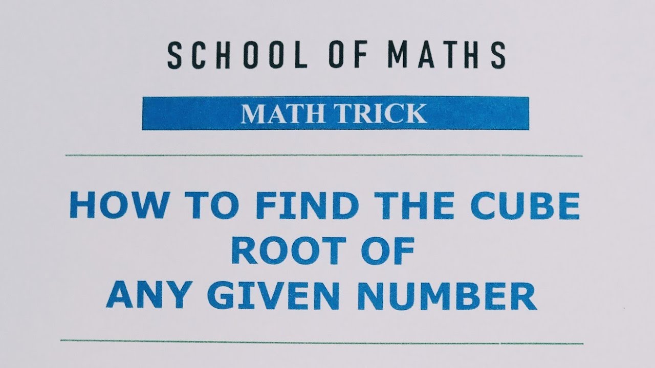 Trick to find Cube Root - YouTube