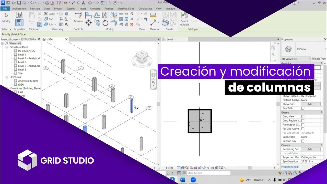 Tutorial de Revit - Creación y modificación de columnas | Grid Studio - YouTube