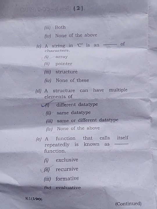 Bca 1st semester exam 2023 of programming techniques using c question ...