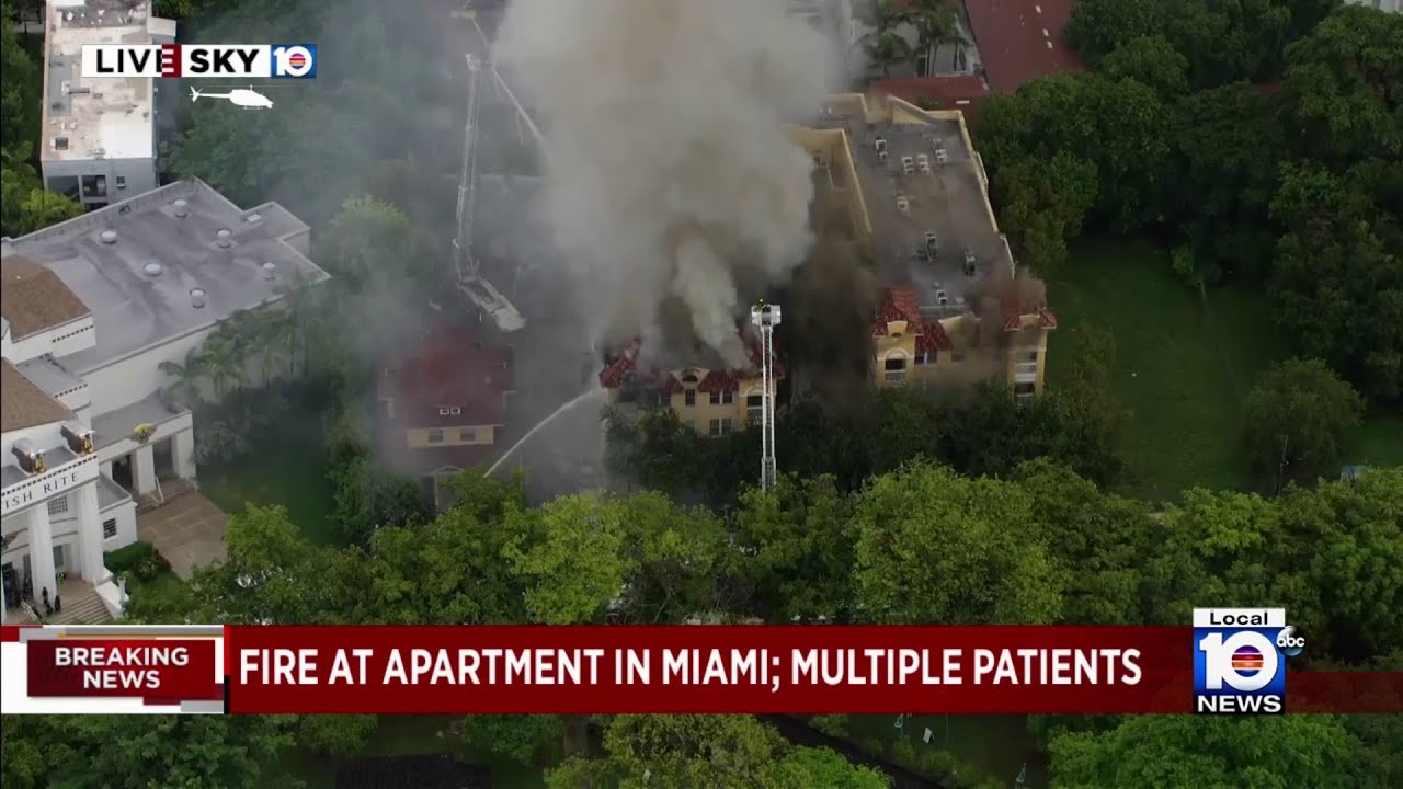 1 found shot after fire erupts at Miami apartment building - YouTube